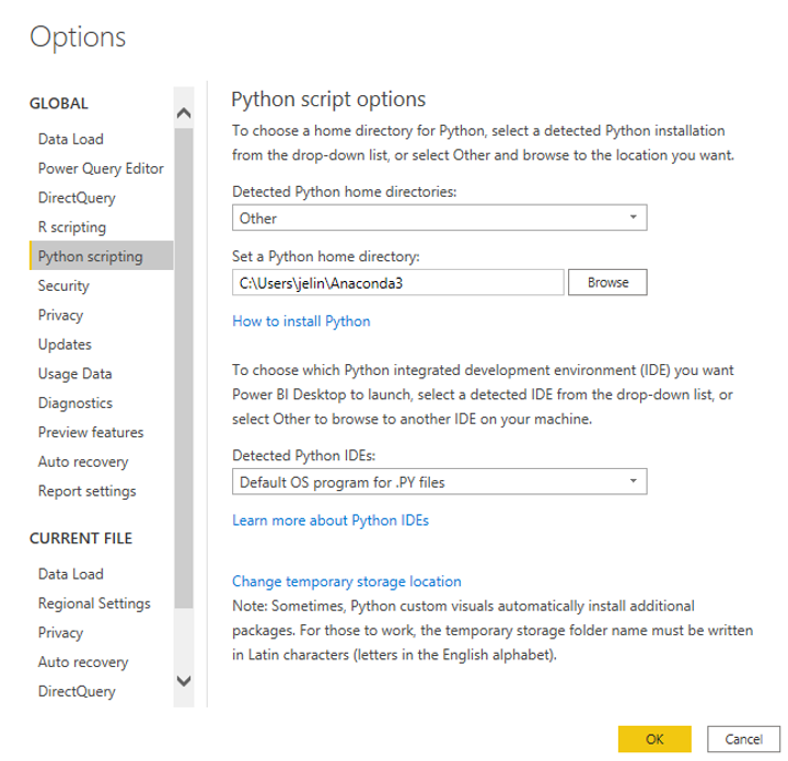 Python in Power BI: Enabling Python Scripts with Anaconda Environment